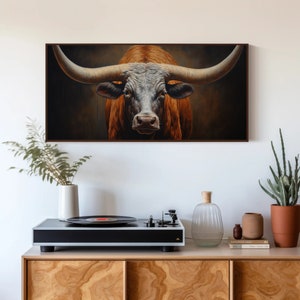 Texas Long Horn Large Wall Art, Rustic Cowboy Home Decor, Southwestern ...