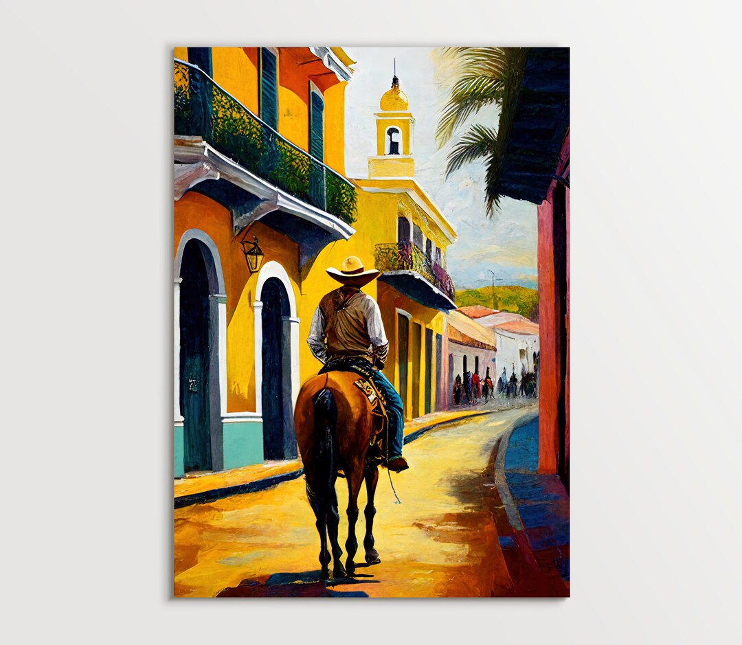 Puerto Rican Jibaro Print - Puerto Rican Art - Horse Rider Painting ...