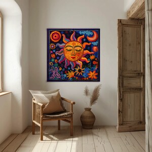 Sun Huichol Art Mexico Wall Art Mexican Yarn Art Mexican Painting ...