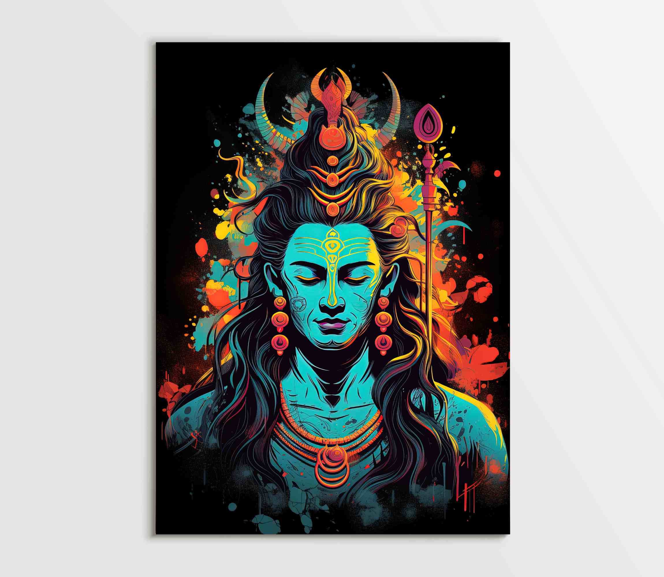 Shiva Art Painting Shiv Ji Framed Poster Shiv Wall Art - Etsy