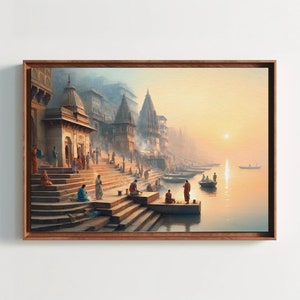 Banaras Wall Art, Canvas Painting, Framed Print, Indian Cultural Hindu ...