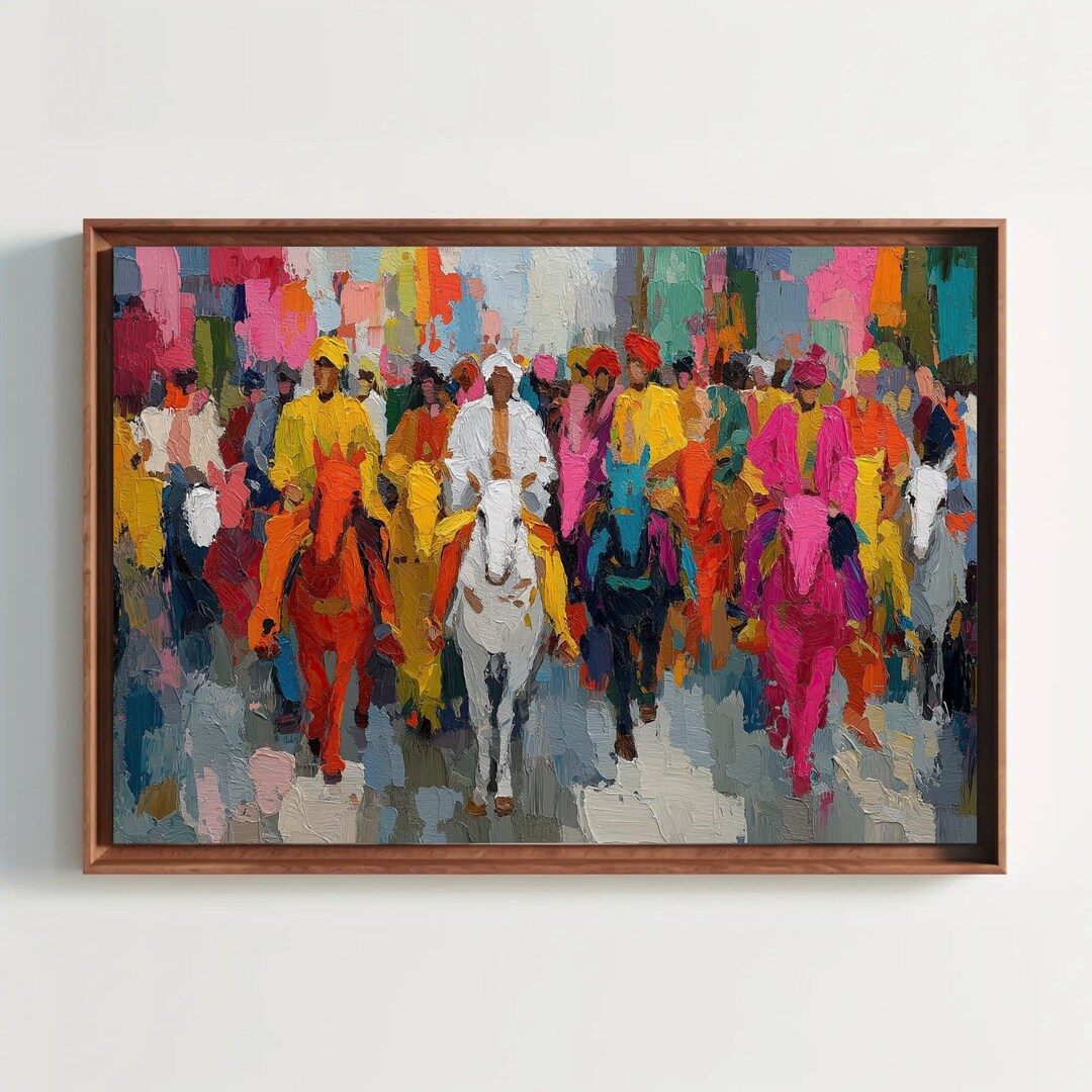 Indian Wedding Baraat Canvas Print – Vibrant Procession Art - Etsy