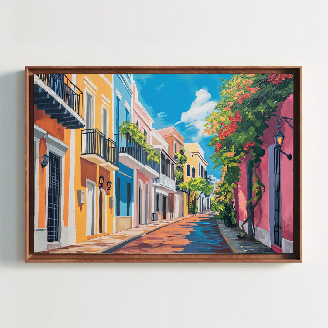 San Juan Oil Painting Print - Puerto Rico Wall Art - Extra Large Canvas ...