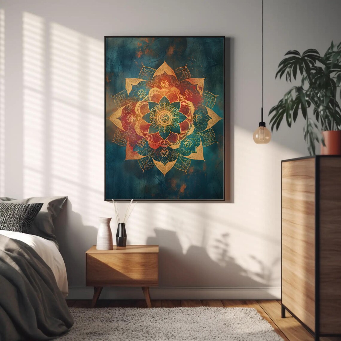 Large Mandala Canvas Art – Colorful Yoga Meditation Decor, Ready to ...