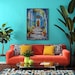 Blue Indian Palace Aangan, Indian Painting, Framed Canvas Wall Art ...