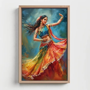 Colorful Indian Folk Dance Canvas Wall Decor, Framed Indian Painting ...