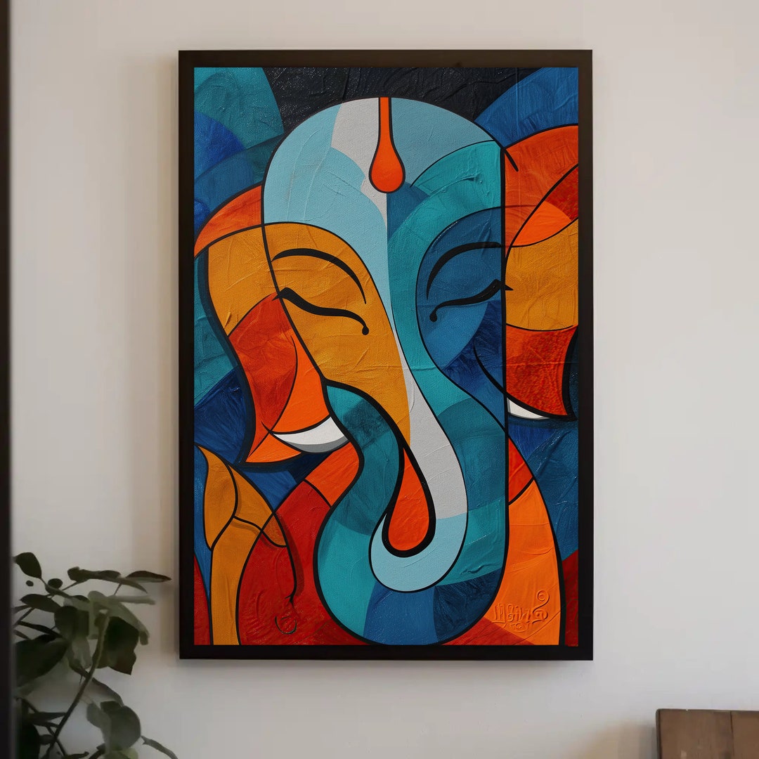 Ganesha Abstract Indian Art, Colorful Indian Decor, Hindu God Ganesh ...