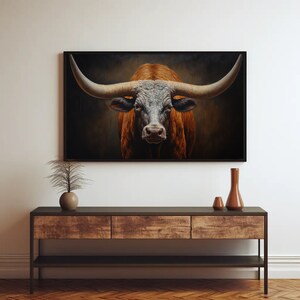 Texas Long Horn Large Wall Art, Rustic Cowboy Home Decor, Southwestern ...