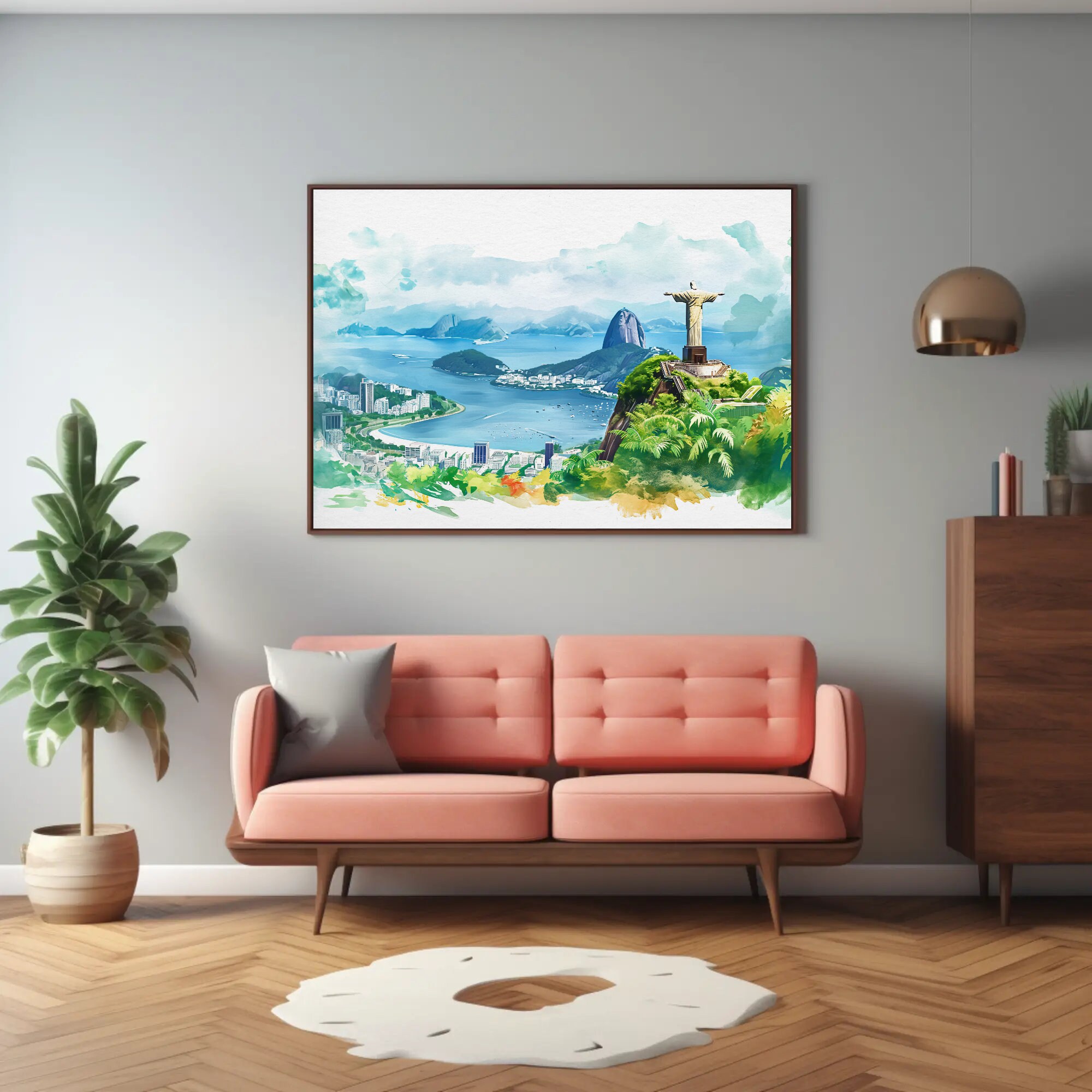 Rio De Janeiro Watercolor Print, Christ the Redeemer Large Canvas Print ...