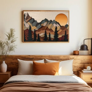 Wooden Effect Mountain Cabin Wall Decor - Large Mountain Canvas Wall ...