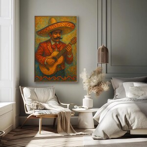 Traditional Mexican Mariachi Musician Canvas Print, Colorful Sombrero ...