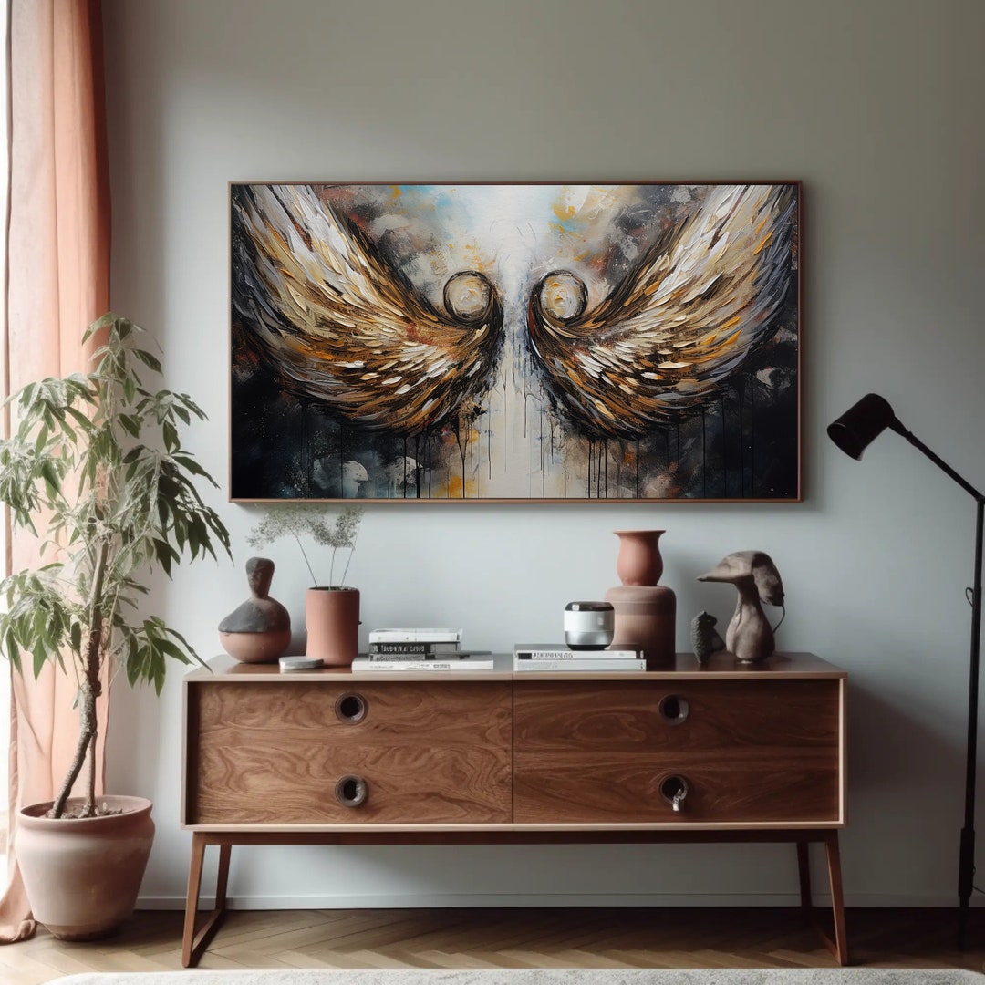 Angel Wings Large Canvas Painting Religious Wall Art Abstract Oil ...