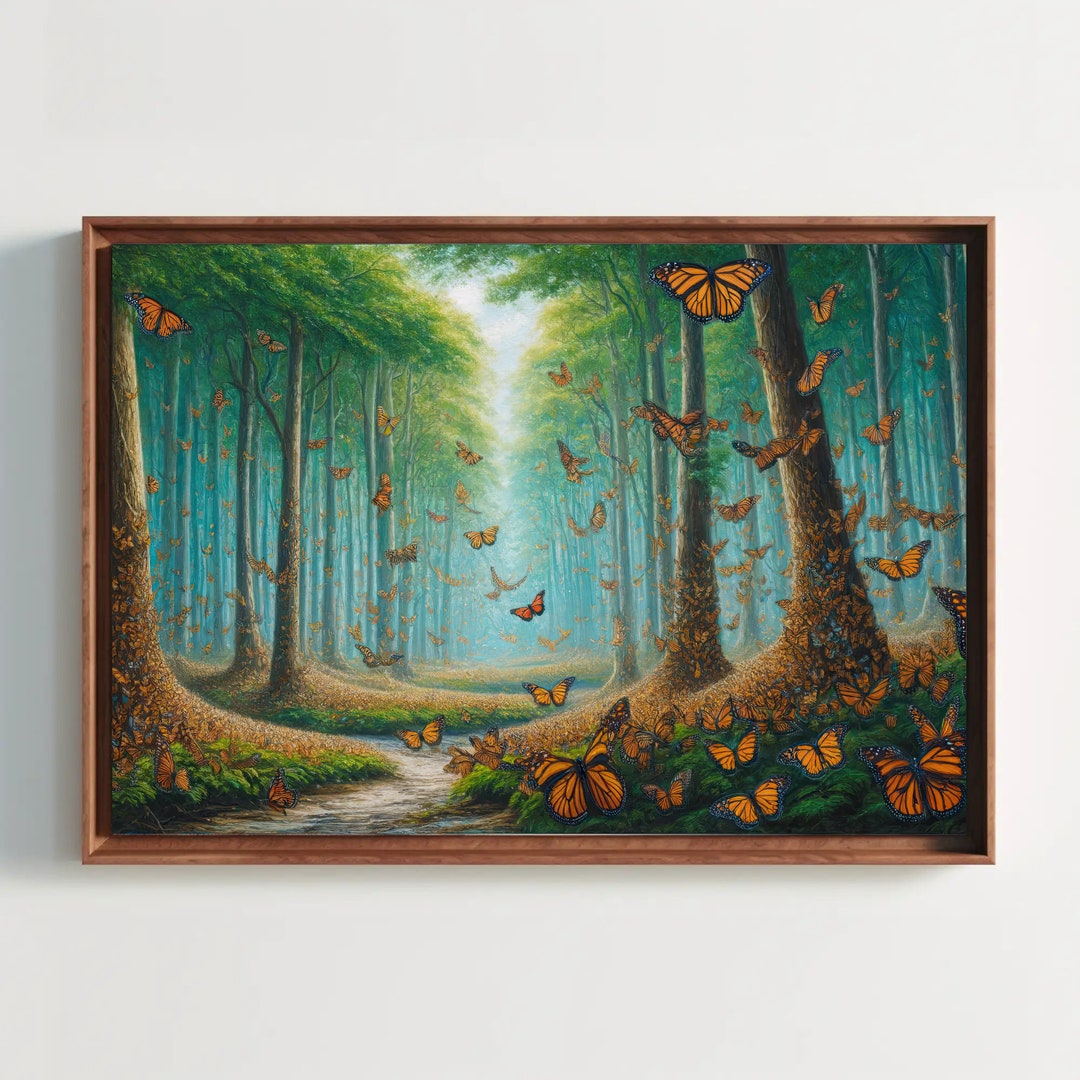 Monarch Butterfly Biosphere Reserve Canvas Painting, Mexico Framed ...