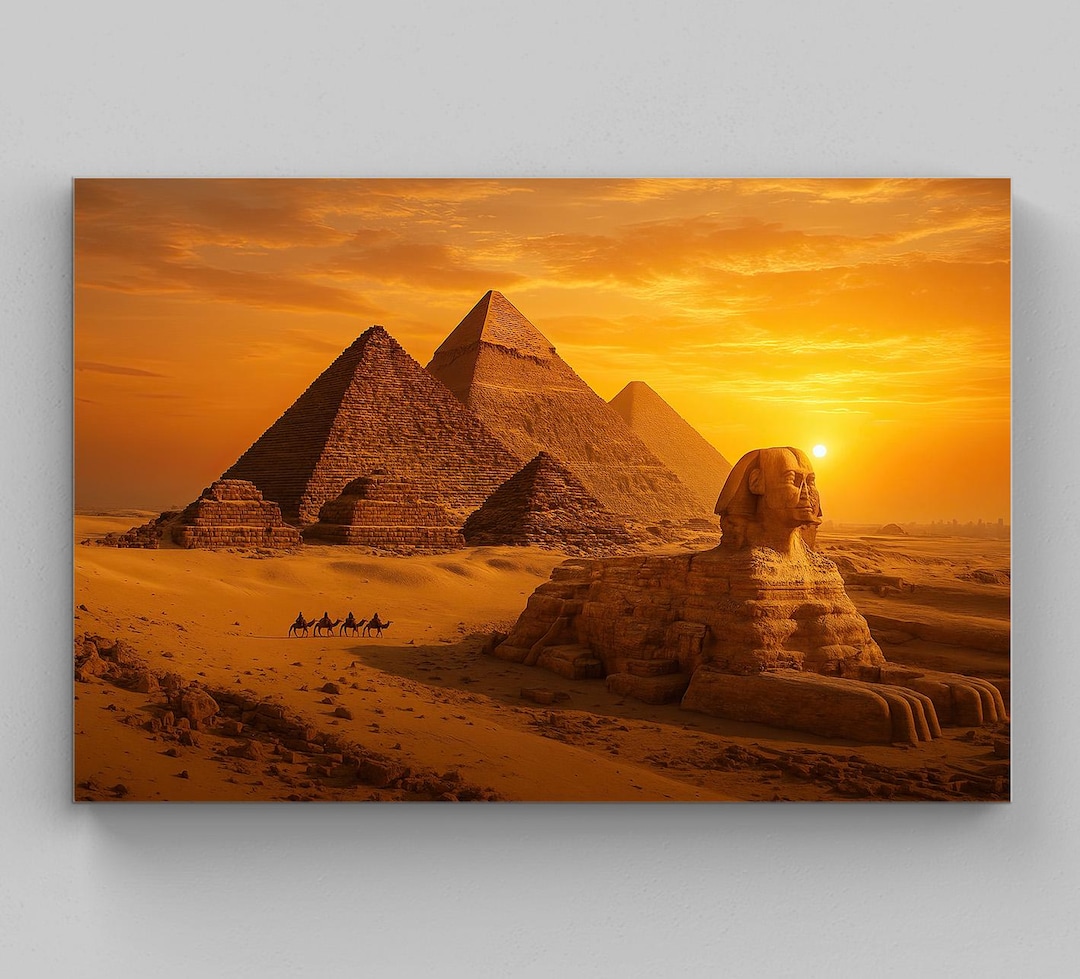 Giza Pyramids Canvas Print, Sphinx Sunset, Ancient Egypt Wall Art - Etsy