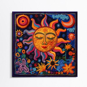 Sun Huichol Art Mexico Wall Art Mexican Yarn Art Mexican Painting ...