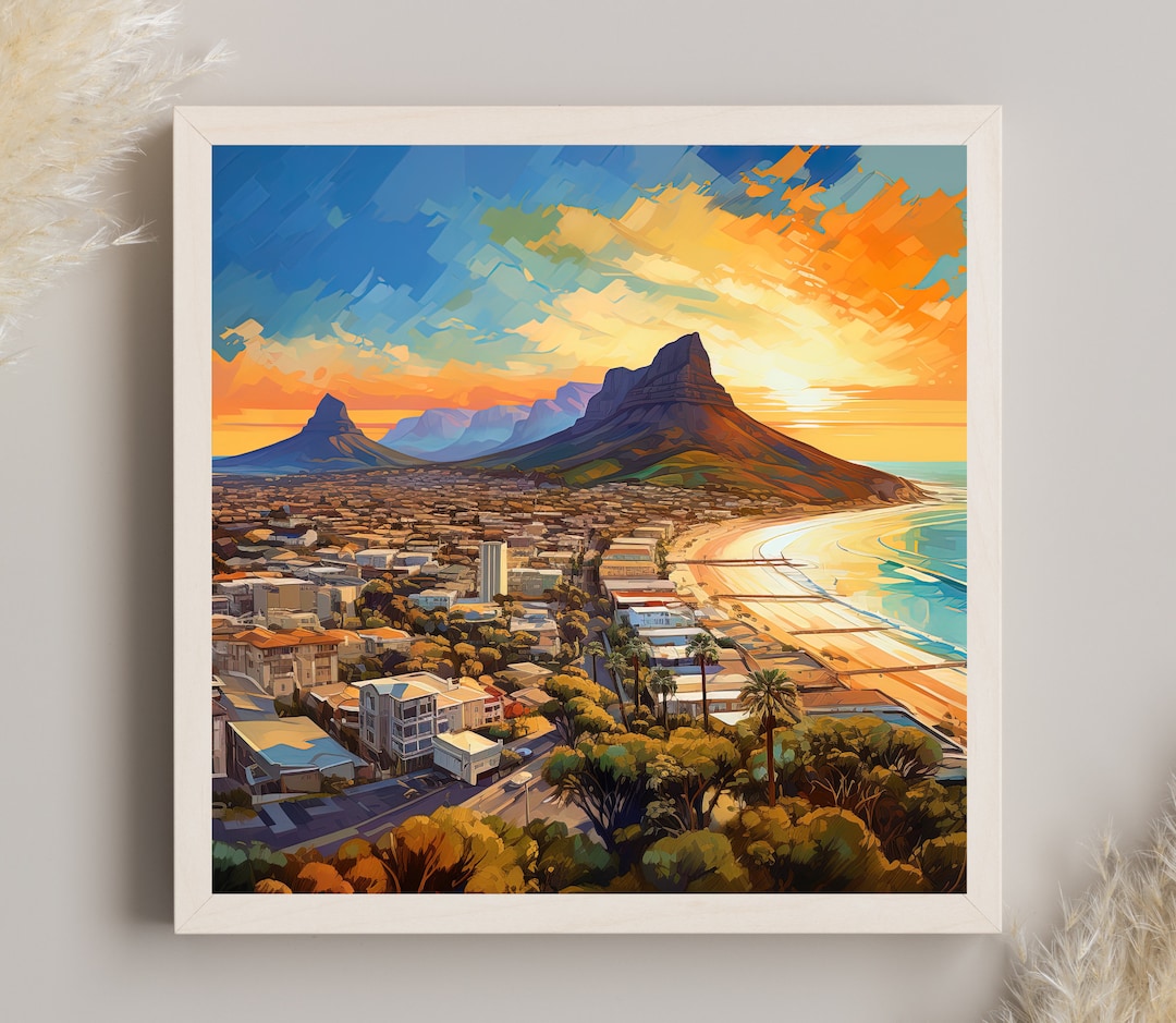 Cape Town Art Print, Capetown South Africa Travel Poster, Capetown ...