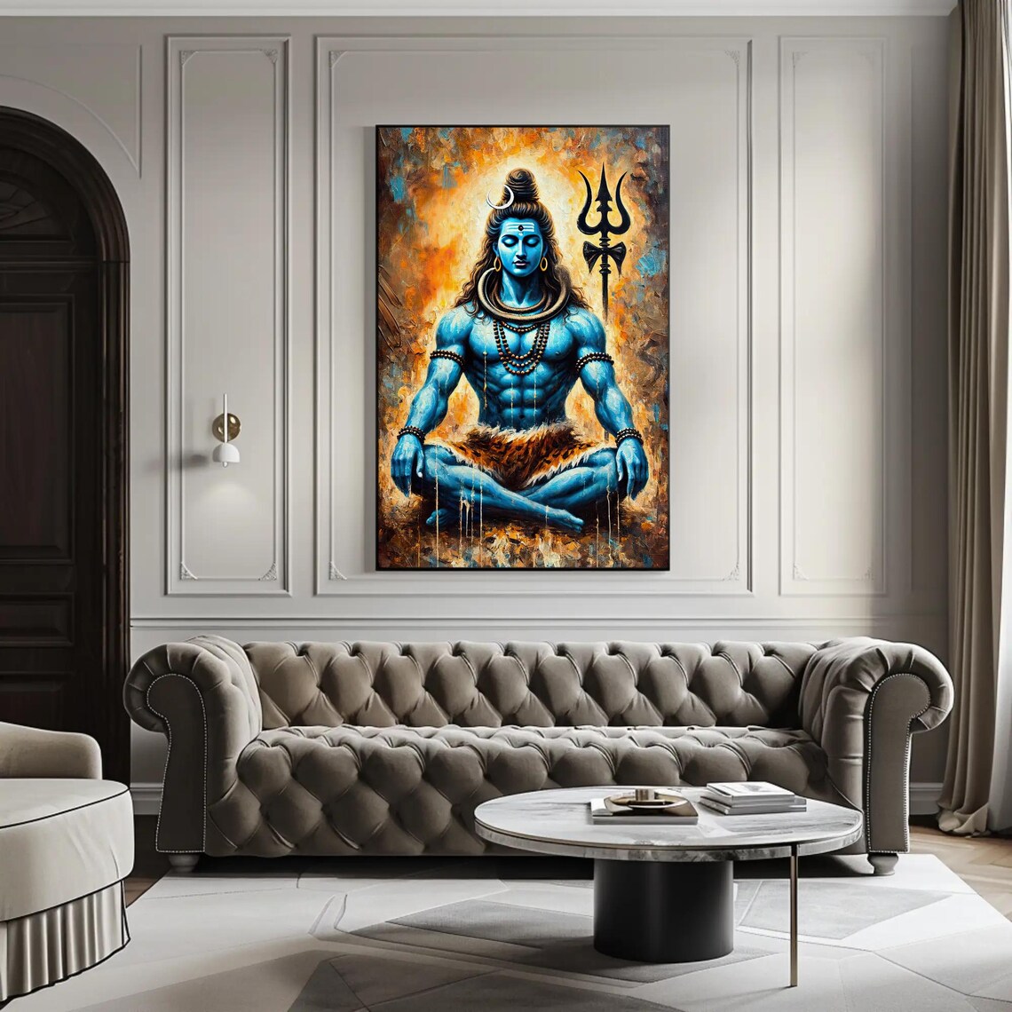 Modern Abstract Shiv Shakti Painting, Hindu Spiritual Wall Art, Indian ...