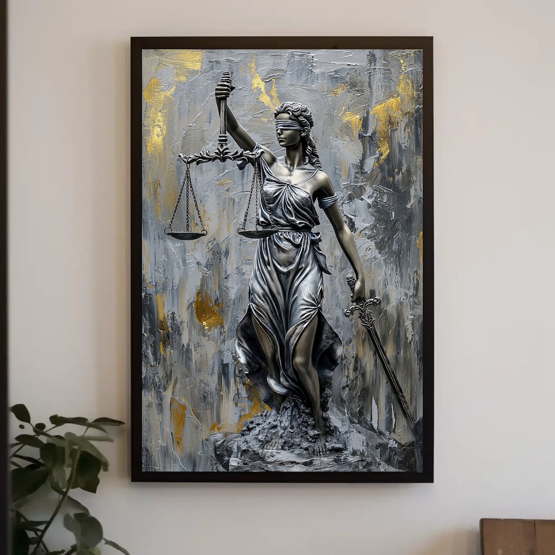 Lady Justice Canvas Painting, Framed Print, Perfect for Legal and ...