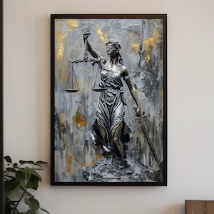 Lady Justice Canvas Painting, Framed Print, Perfect for Legal and ...