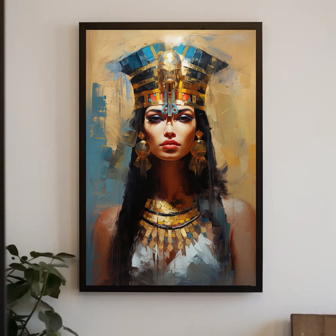Queen Cleopatra Abstract Canvas Print - Egyptian Goddess Portrait ...