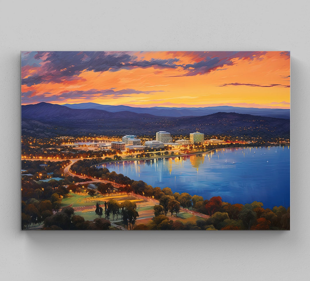 Canberra Art Print, Australia Art, Canberra City Canvas Prints ...