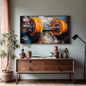 Graffiti Gym Large Canvas Print, Barbell Graffiti Wall Art ...