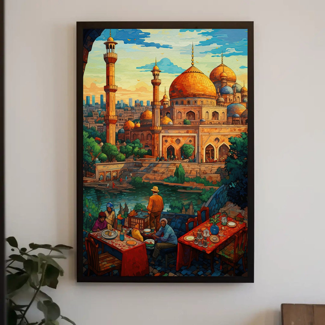 Ancient India Vivid City Landscape Vertical Extra-large Wall Art, India ...
