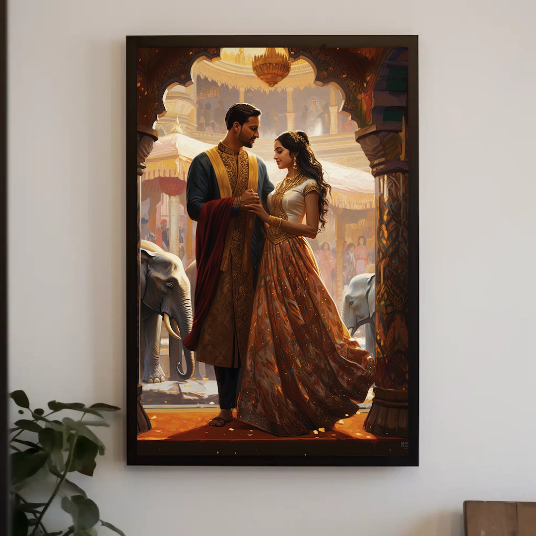 Indian Marriage Indian Couple Wall Art | Extra-large Wall Art | Desi ...