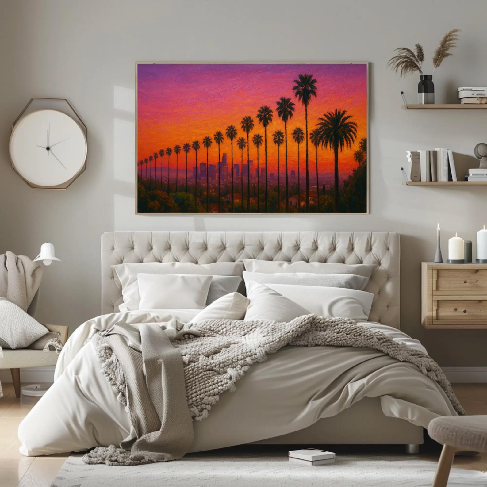 Los Angeles Sunset Canvas Print: Palm Trees & Cityscape Wall Art - Etsy