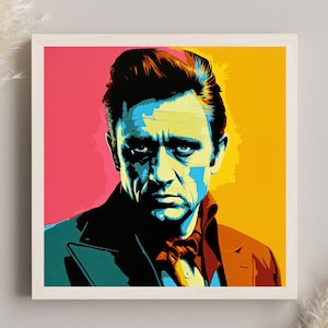 Johnny Cash Pop Art Canvas, Johnny Cash Framed Print, Johnny Cash Wall ...