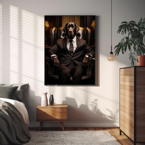 Mafia Boss Labrador Retriever Funny Dog Wall Art, Framed Canvas Print ...