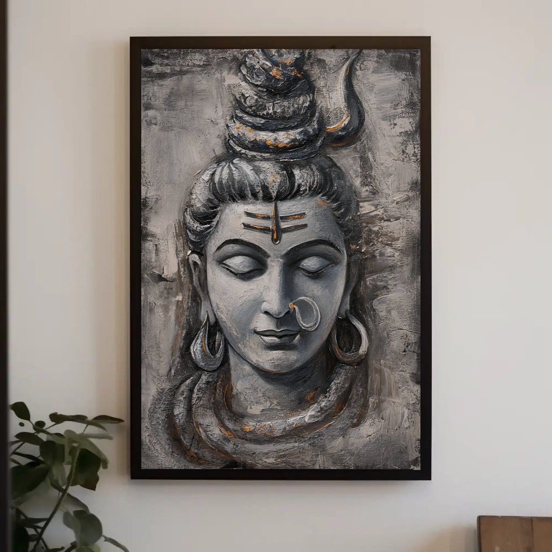 Shiva Hindu God Painting - Spiritual Art - Ready to Hang - Indian Wall ...