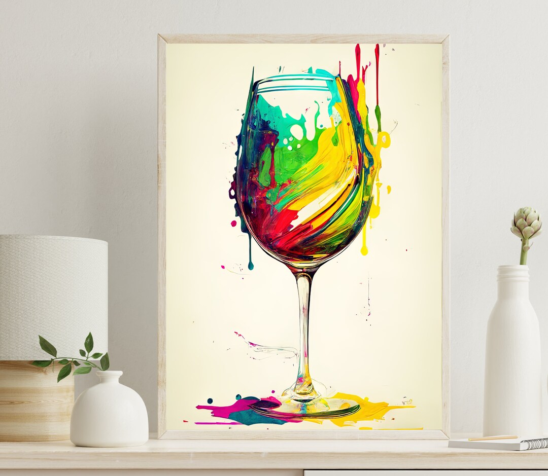 Kitchen Wall Decor Wine Glass Art Wine Art Print Wine Wall Art Bar ...