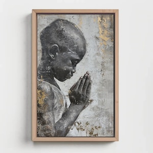African Child Praying Wall Art, Extra Large Canvas Print, African ...