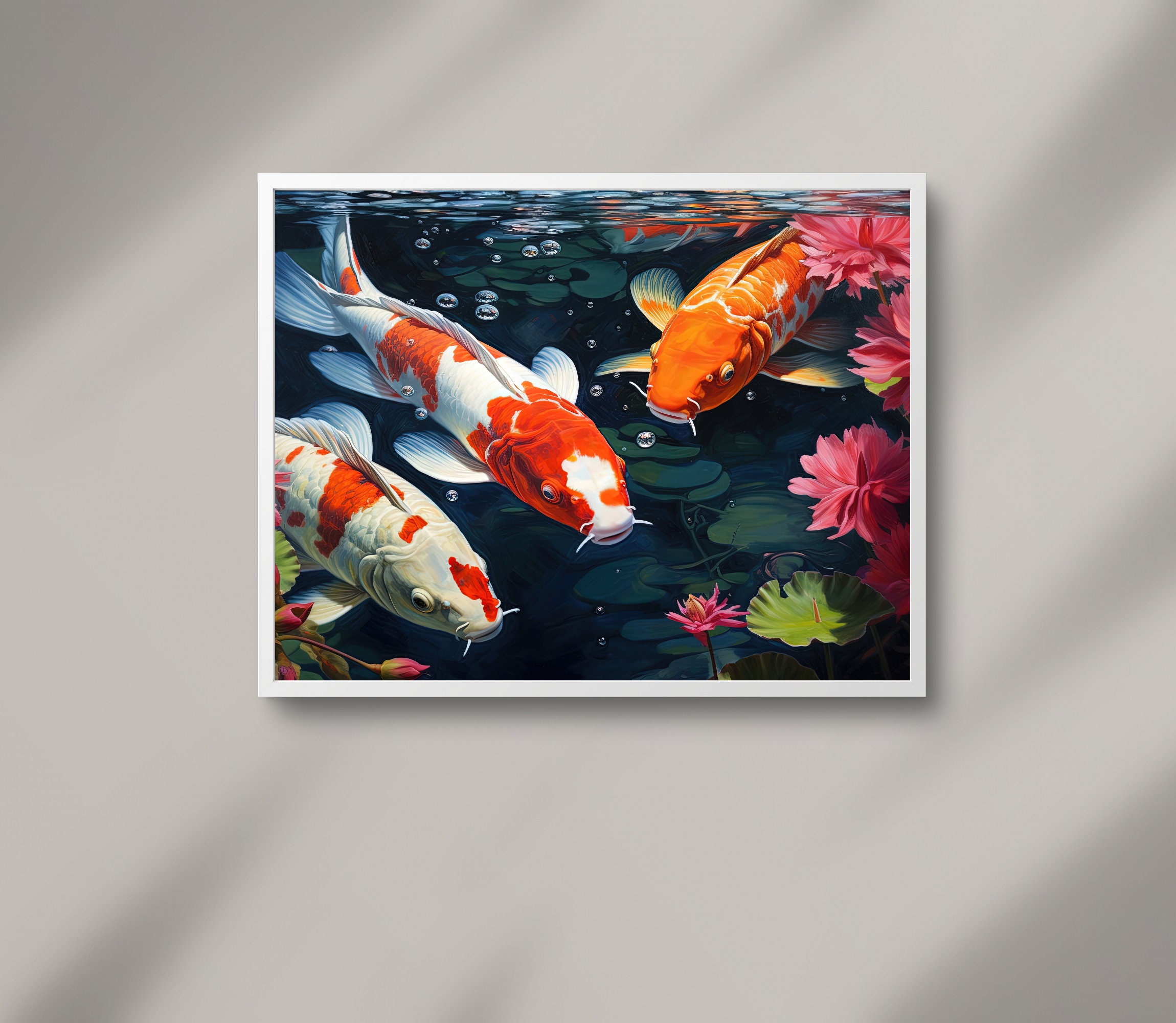 Koi Fish Pond Wall Art Koi Fish Art Koi Fish Canvas Prints - Etsy