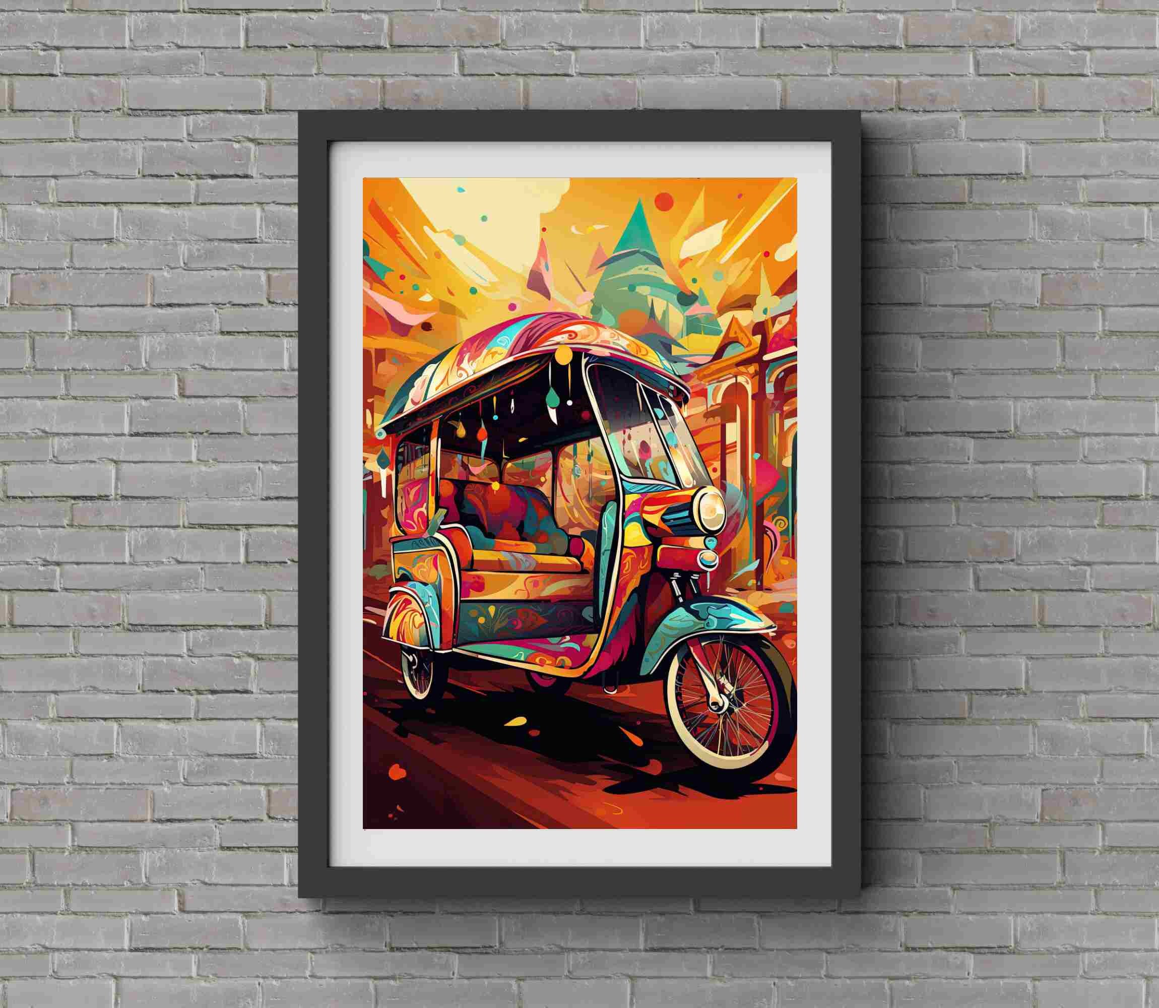Colourful Rickshaw on Indian Street Art Painting Indian Art - Etsy