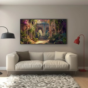 Indian Haweli Courtyard Wall Art | Indian Painting | Canvas Wall Art ...