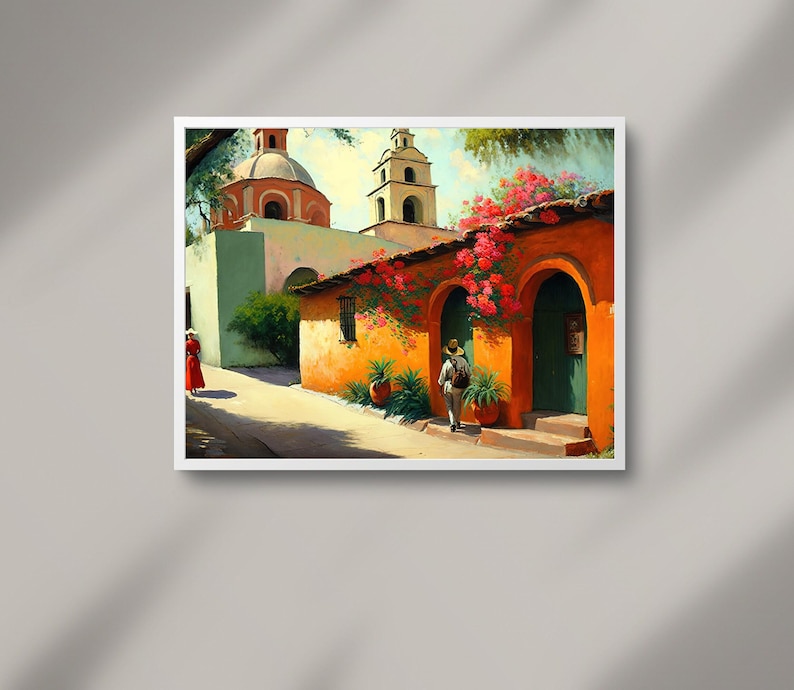 Mexican Village Landscape Art Print, Vibrant Home Decor - Etsy UK