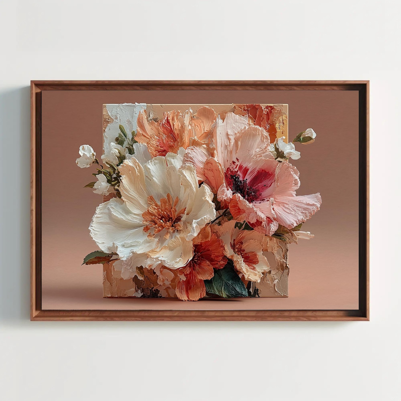 Impasto Peony Canvas Print, 3D Floral Wall Art, Shabby Chic Decor - Etsy