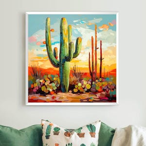 Saguaro Cactus Art Print | Saguaro Cactus Century Plant Art | Plant ...