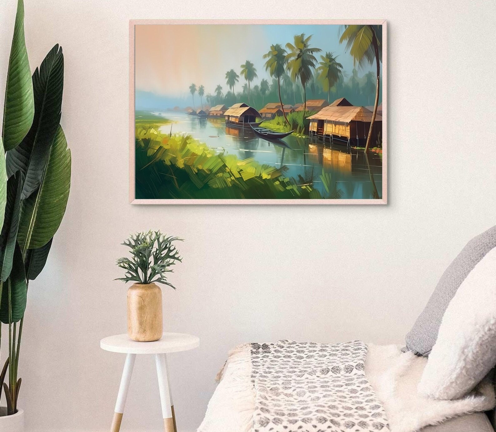 Kerala Backwaters Print, South Indian Landscape Art - Etsy