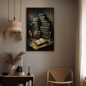 Dark Academia Books Canvas Print Gothic Library Wall Art Scholarly ...