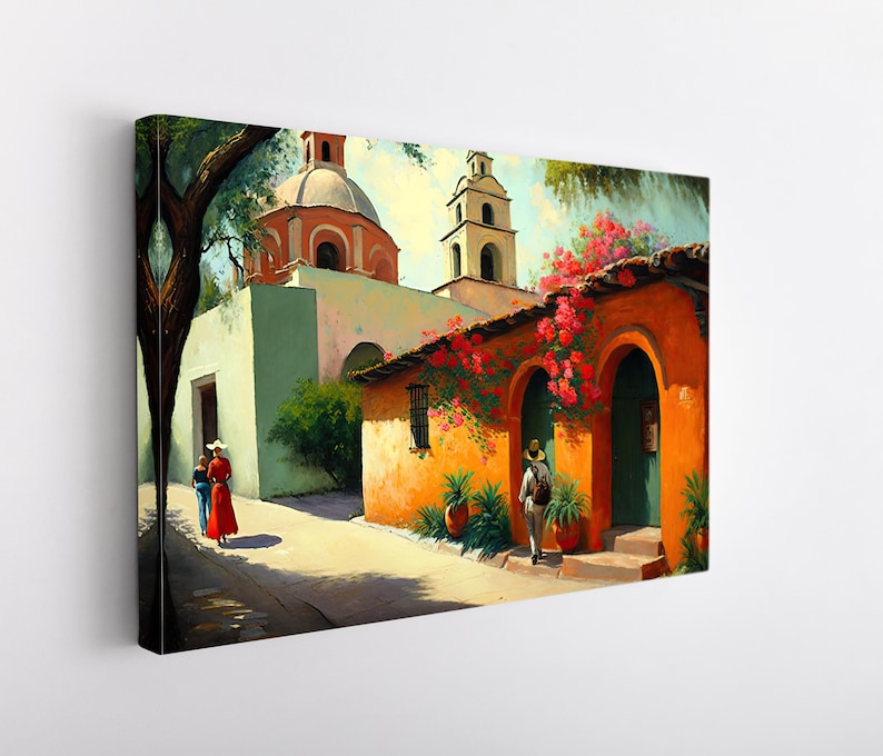 Mexican Village Landscape Art Print, Vibrant Home Decor - Etsy UK