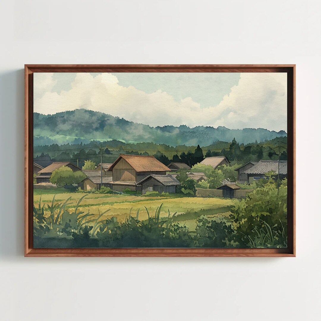 Japan Countryside Watercolour Art | Japanese Wall Art | Japan Travel ...