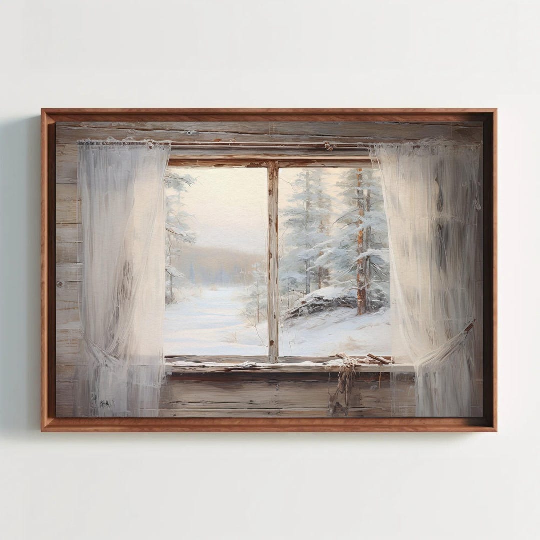 Snow Wall Art | Cabin View Snow Landscape Frame Canvas | | Nature Wall ...