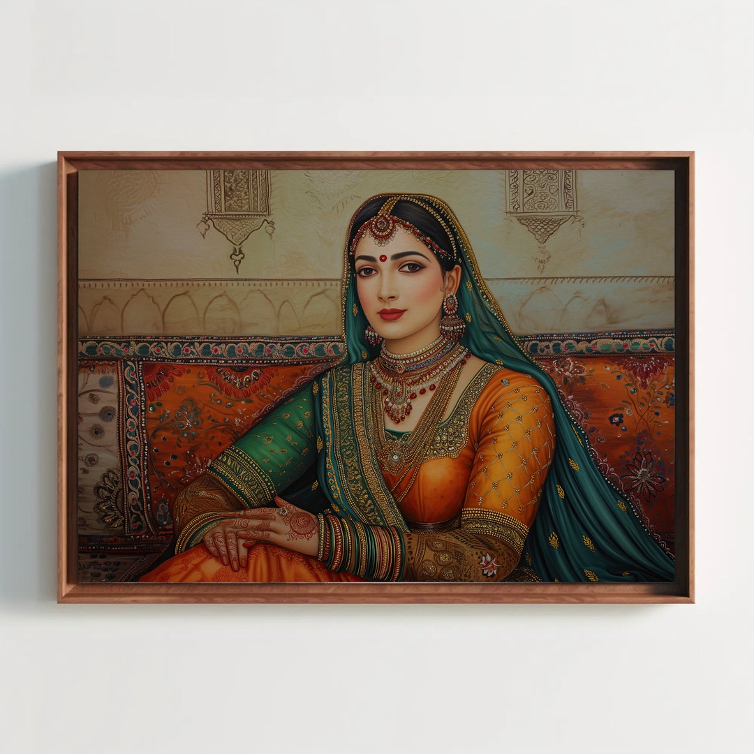 Indian Queen Portrait, Indian Wall Art, Framed Canvas Print, Ready to ...