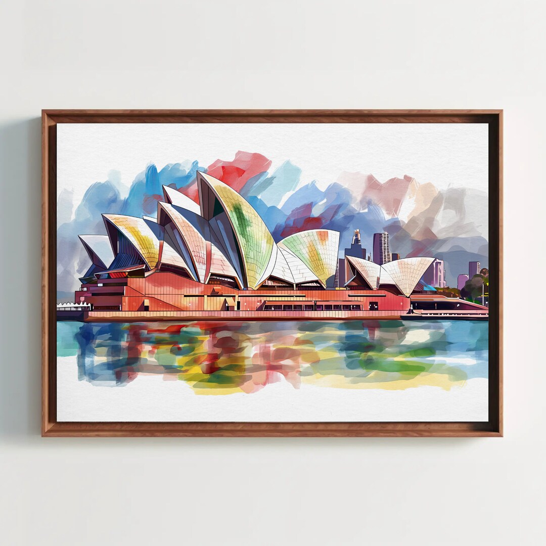Sydney Opera House Colorful Watercolor Print, Sydney Large Canvas Print ...
