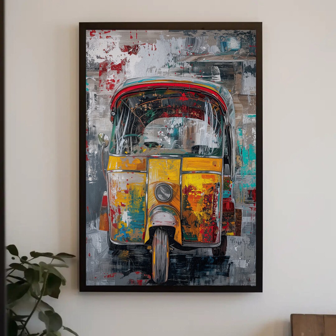Auto Rickshaw Canvas Print | Tuk Tuk Wall Art | Indian Painting ...