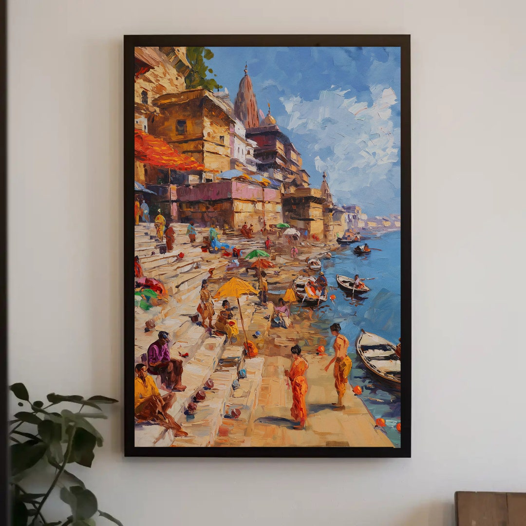 Ghats of Varanasi Painting, Canvas Print, Indian Wall Art, Indian ...