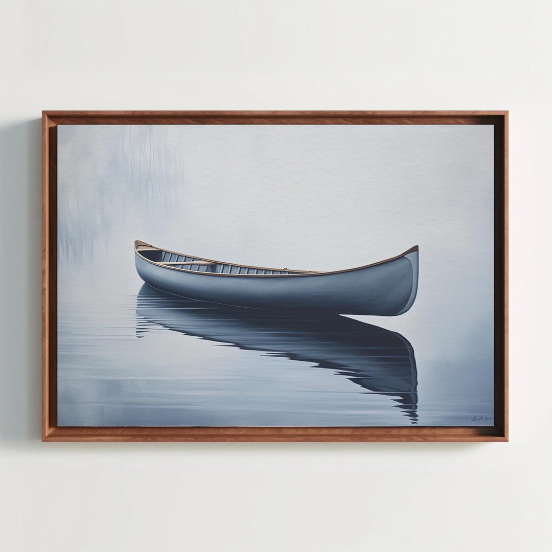 Canoe in Still Water Wall Decor Canvas Art, Lake House Decor, Canoe ...